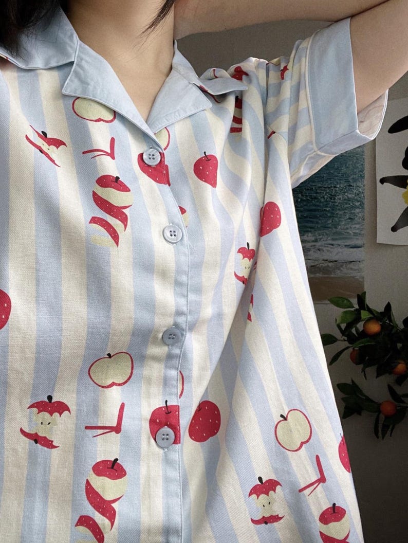 Apple Pajamas / Cute Loungewear / Cotton Pajama Set / Cute Pajamas ...