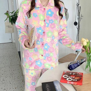 Soft Fuzzy Pajamas / Fluffy Pajama Set / Soft Loungewear / Long Sleeve ...