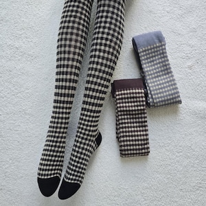 3colors Women Cotton Plaid Tights / Pantyhose for Women / Cotton Tights ...