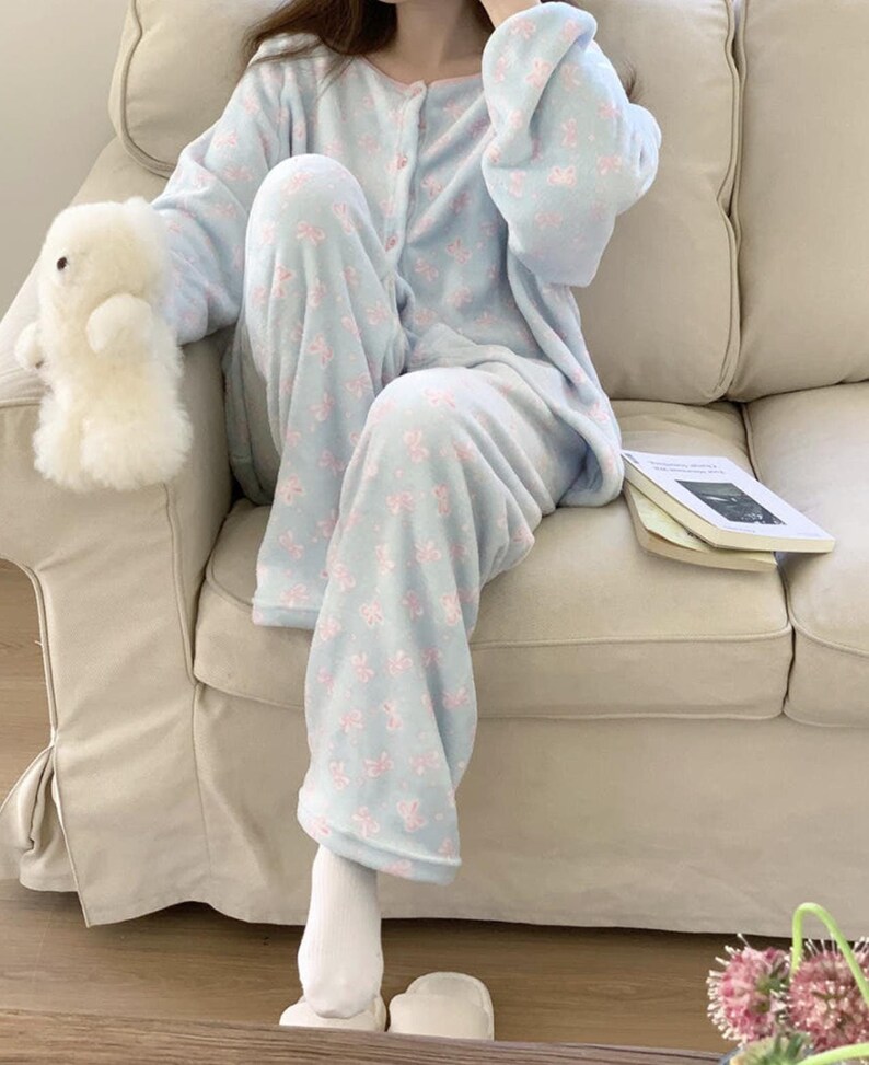 Fluffy Pajamas / Cute Pajama Set / Comfy Loungewear Women / Winter ...