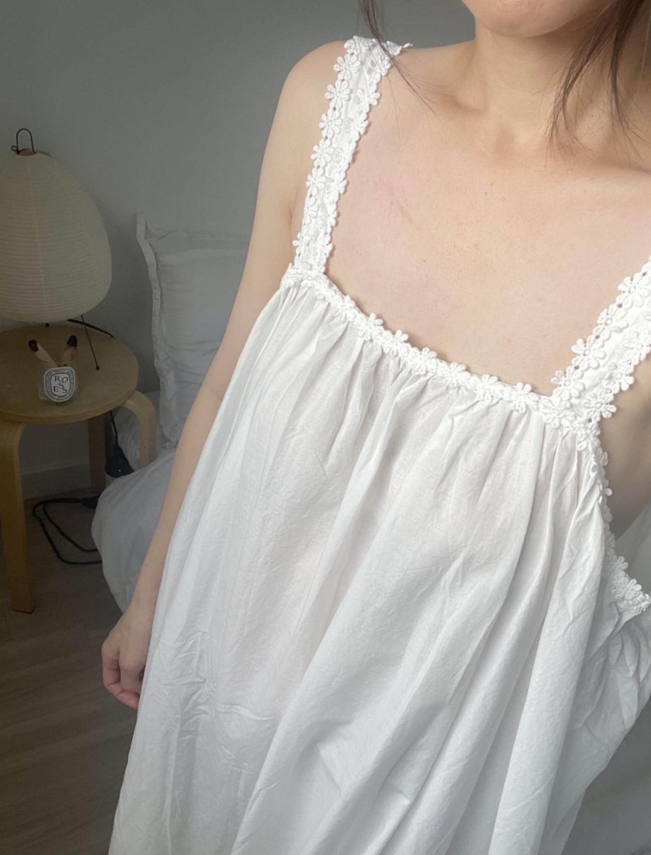 Embroidered Floral Cotton Nightgown: Romantic Minimalist Dress - Etsy