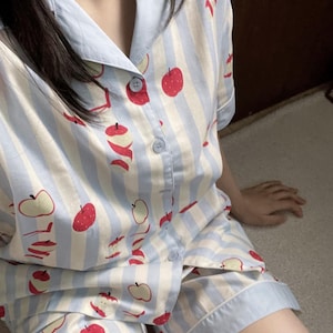 Apple Pajamas / Cute Loungewear / Cotton Pajama Set / Cute Pajamas ...