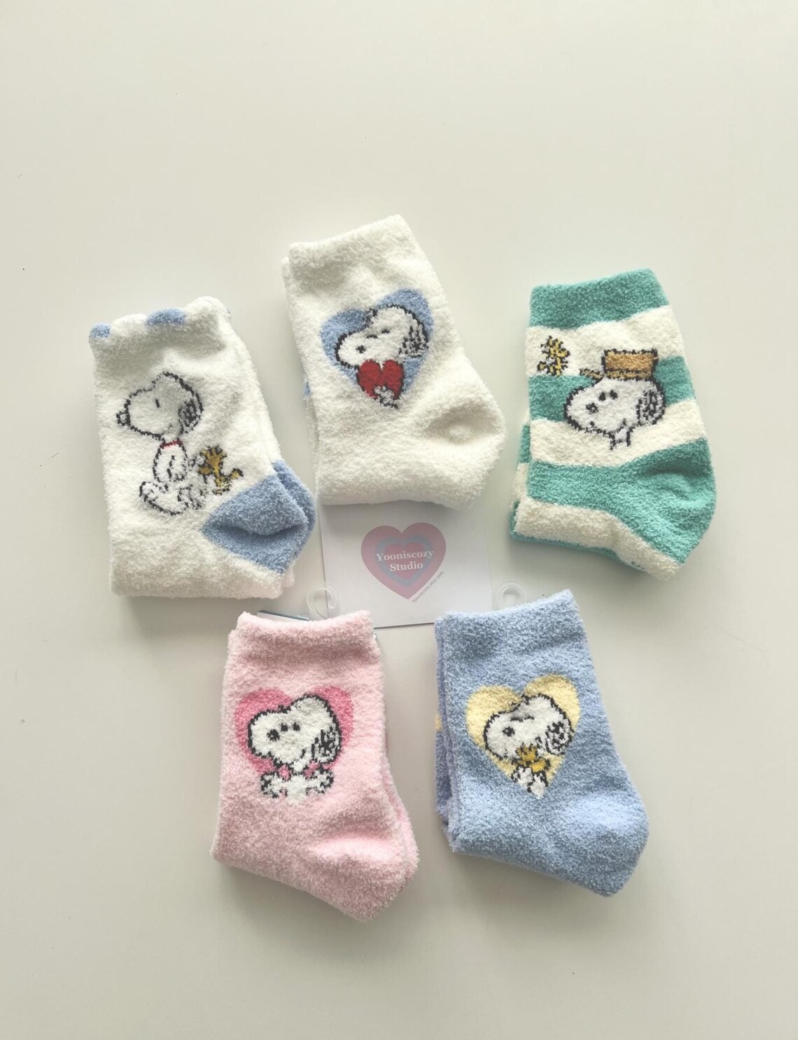 5 Pairs Snoopy Fuzzy Socks / Peanuts Socks / Warm Soft Fleece Socks ...