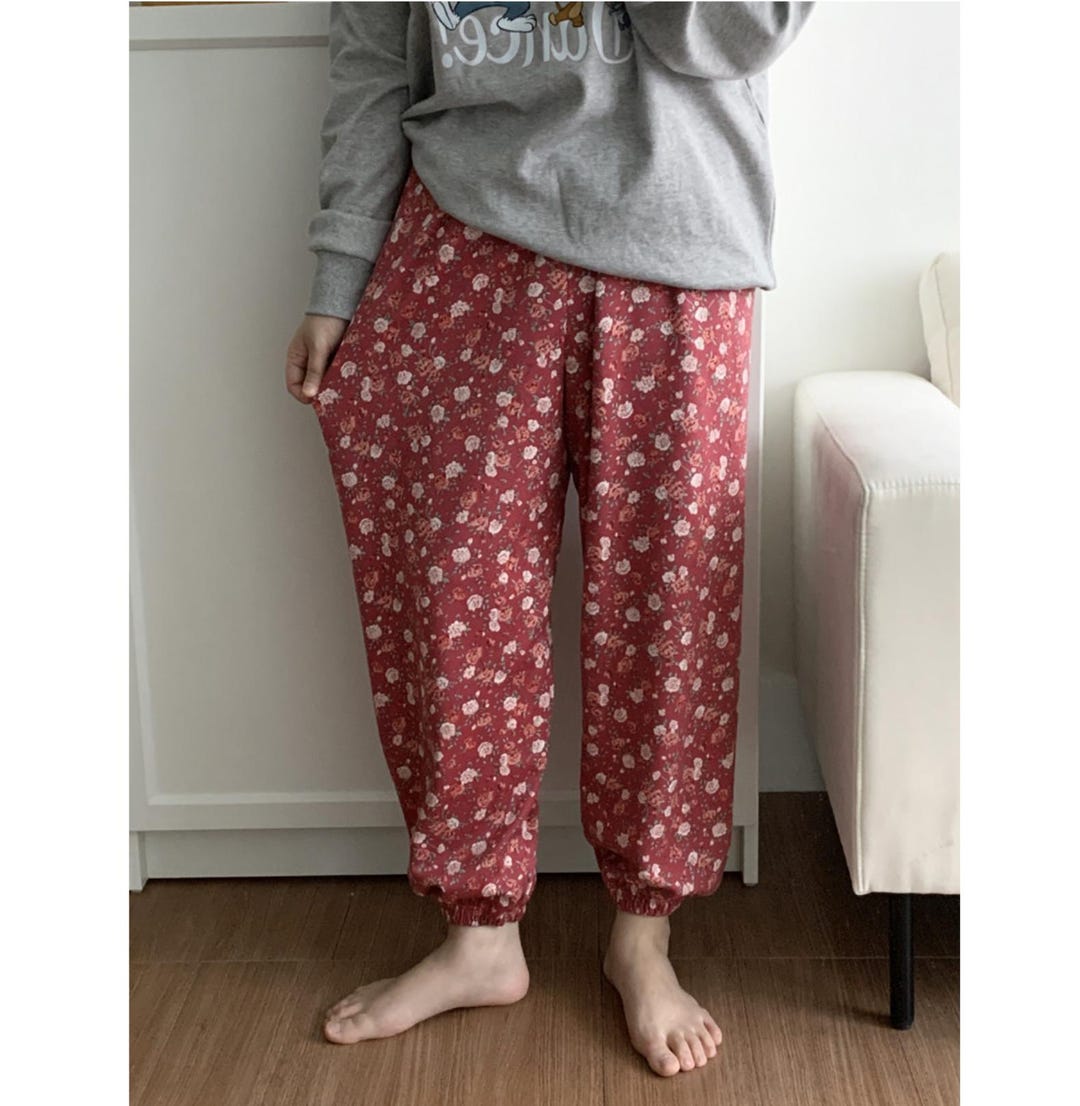 Flower Pattern Pants / Floral Trousers / Loose Fit Pants / Korean ...