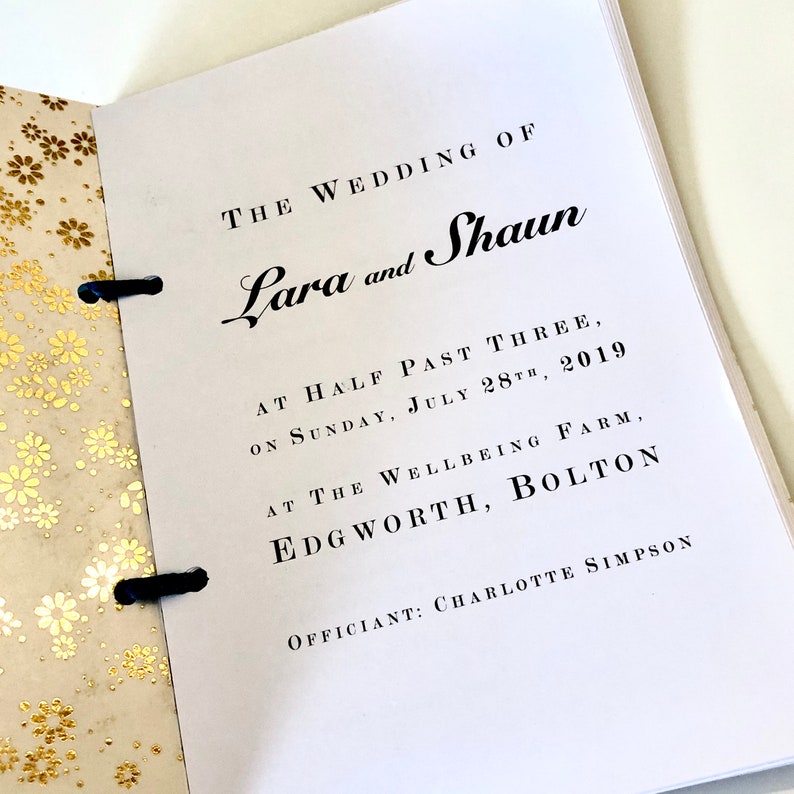 Personalised Wedding Ceremony Book | Etsy