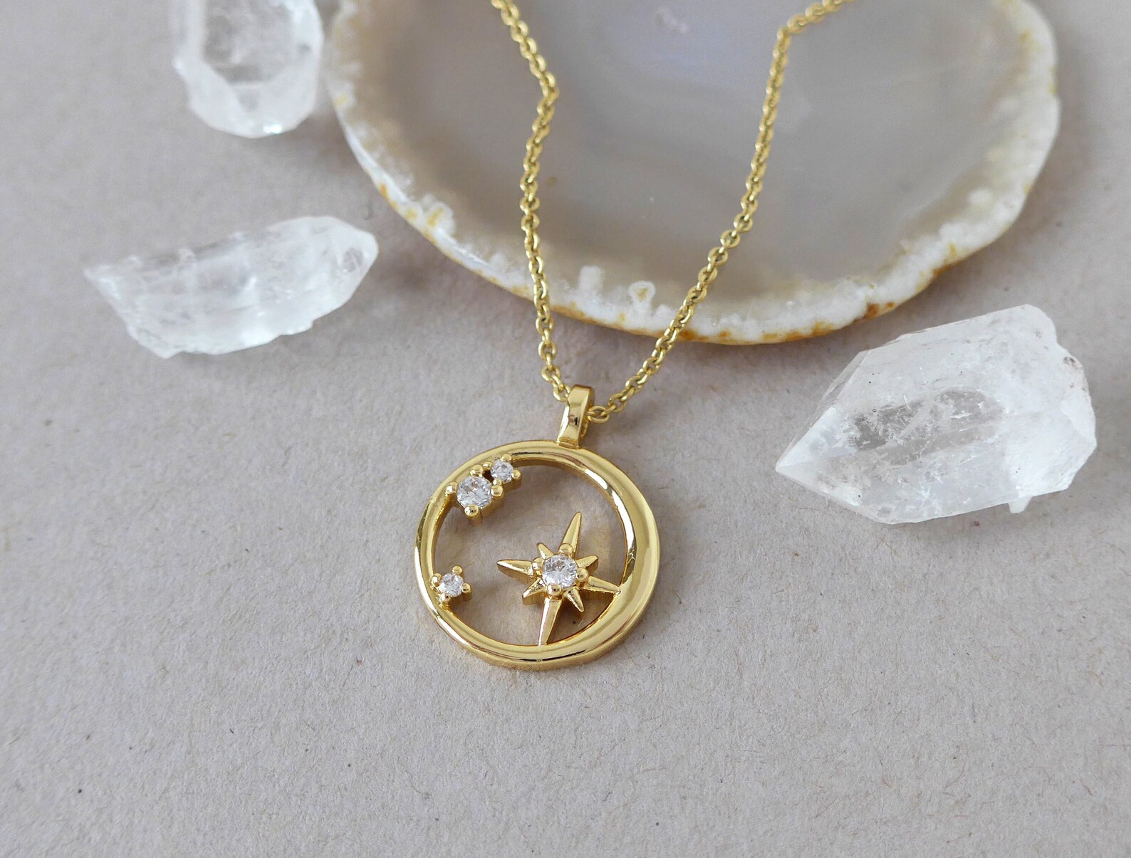 Cubic Star Necklace, Layering Gold Necklace, Gift for Her, Dainty ...