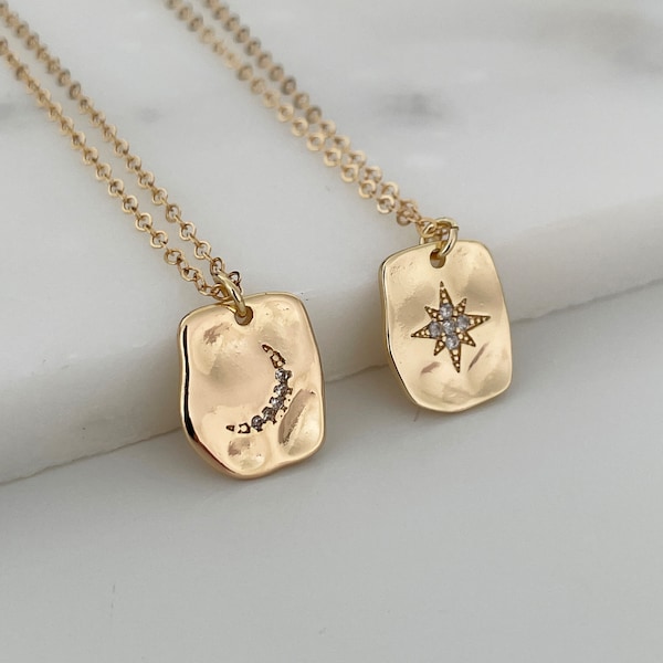 Moon and Star Necklace - Etsy