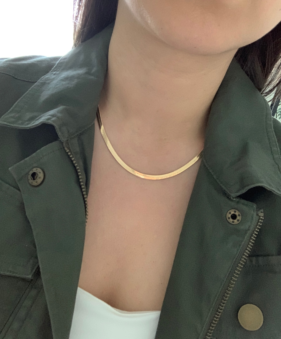 18k Gold Filled Herringbone Chain: 4mm Snake Chain, Layering and ...