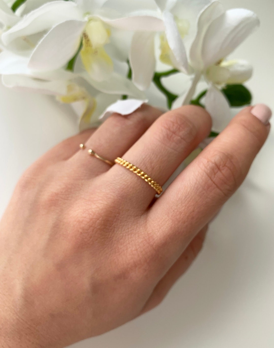 14k Gold Filled Curb Chain Ring: Dainty Stacking Ring - Etsy