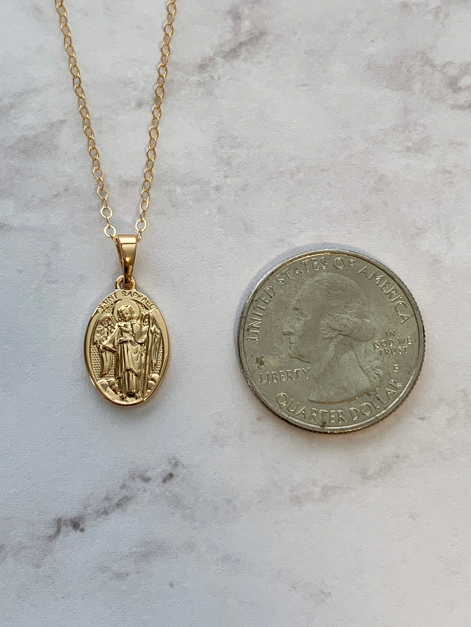 14k Gold Filled Saint Raphael Necklace | Healing Charm Pendant ...