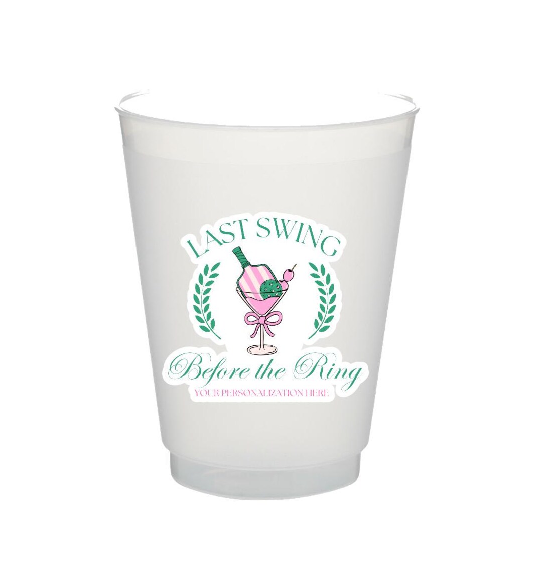 Pickleball Bachelorette Cups (set of 6) Last Swing Before the Ring ...