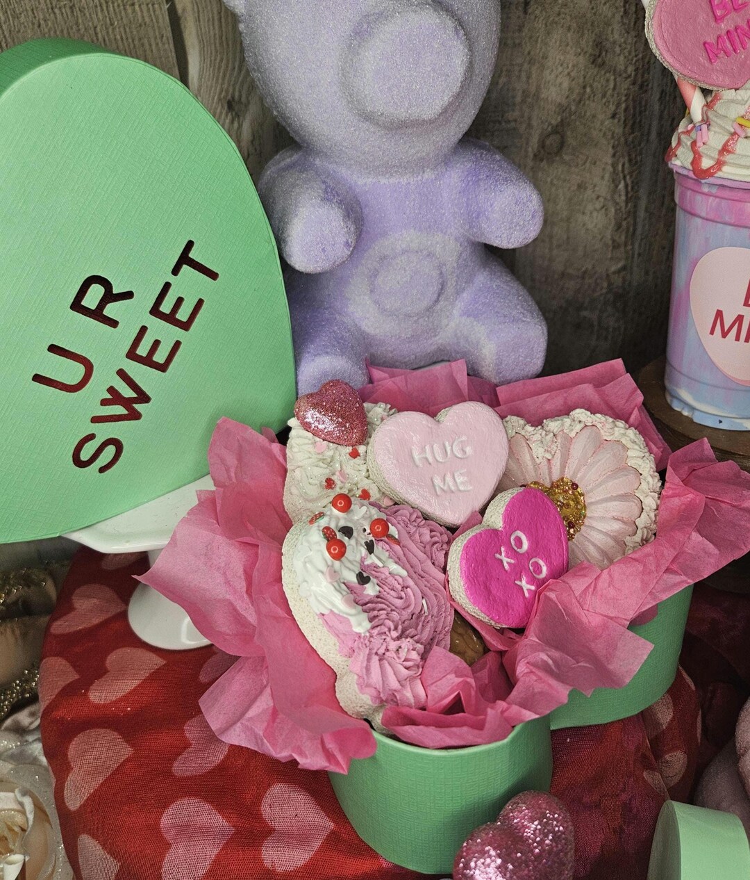 UR Sweet Conversation Heart Box With Faux Sugar Cookies-tray Decor-not ...