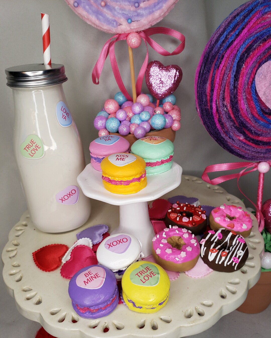 Set of 6 Ceramic Conversation Heart Faux Macaroons/tiered Tray Decor - Etsy