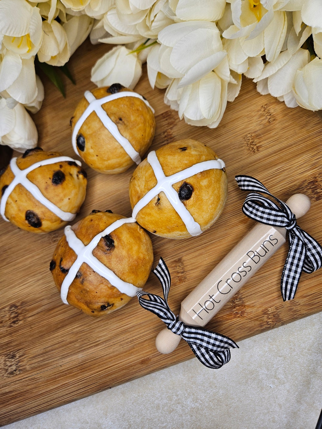 Set of 4 Faux Hot Cross Buns/tray Decor-not Edible/easter Decor/coffee ...