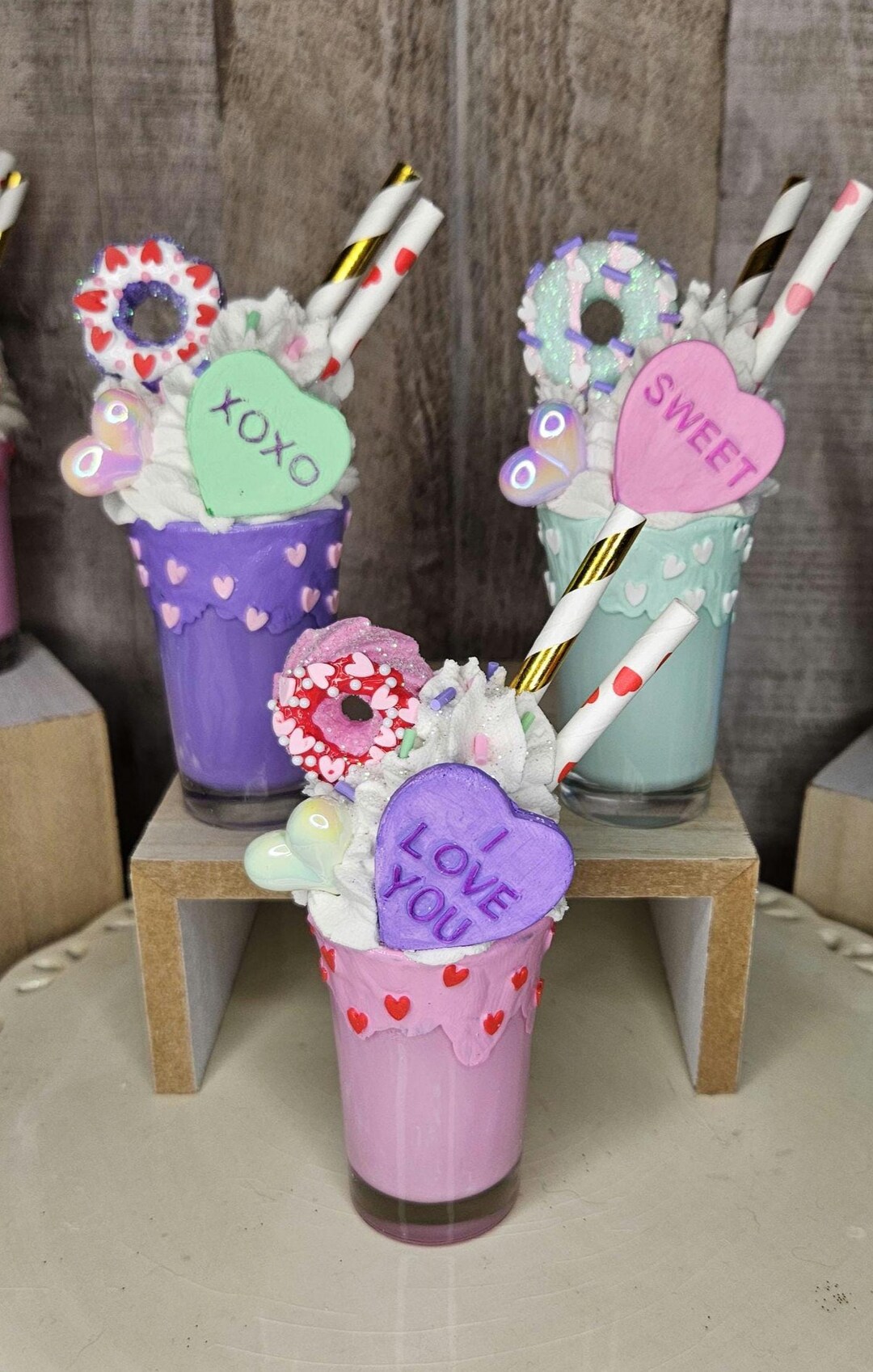 Mini Valentines Day Themed Shakes/valentines Decor-not Edible/tray ...