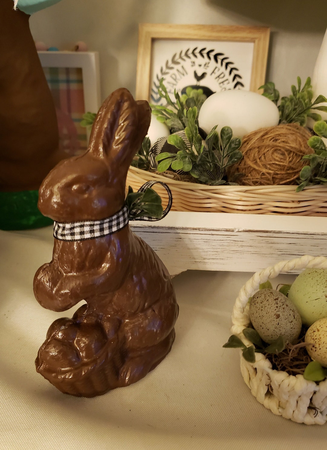 5.5" Farmhouse Faux Chocolate Bunny - Etsy