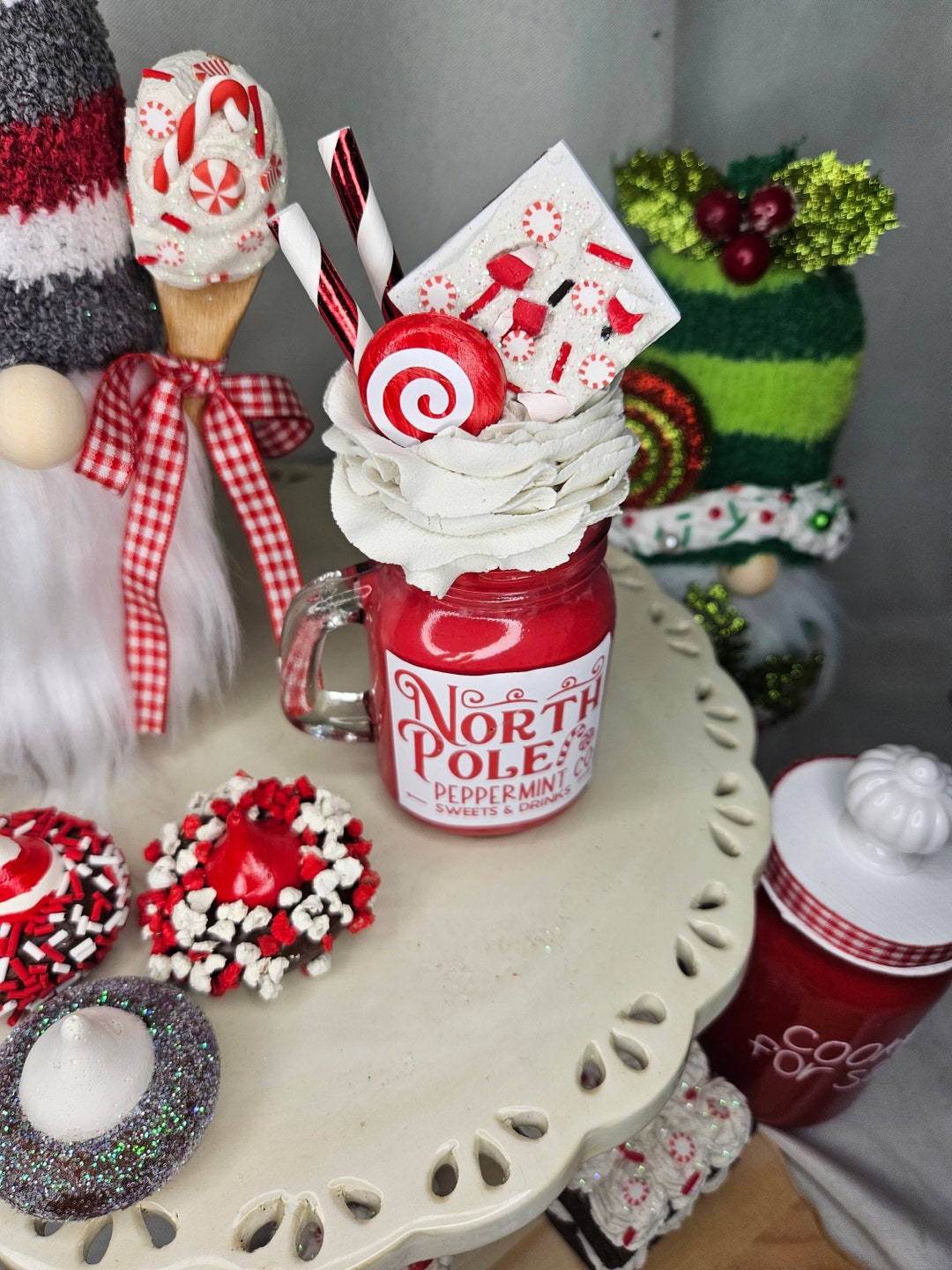 Faux Peppermint Bark Holiday Shake/tray Decor-not Edible/coffee Bar ...
