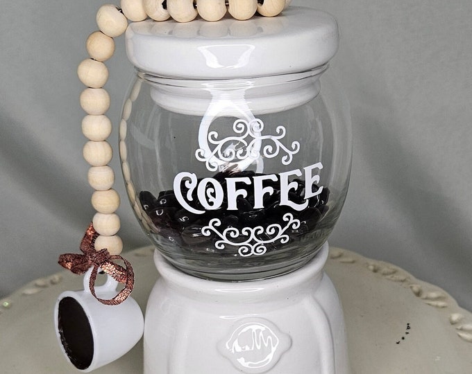 6.75" High Ceramic Coffee Gumball Machine Decor With Coffee Cup Garland ...