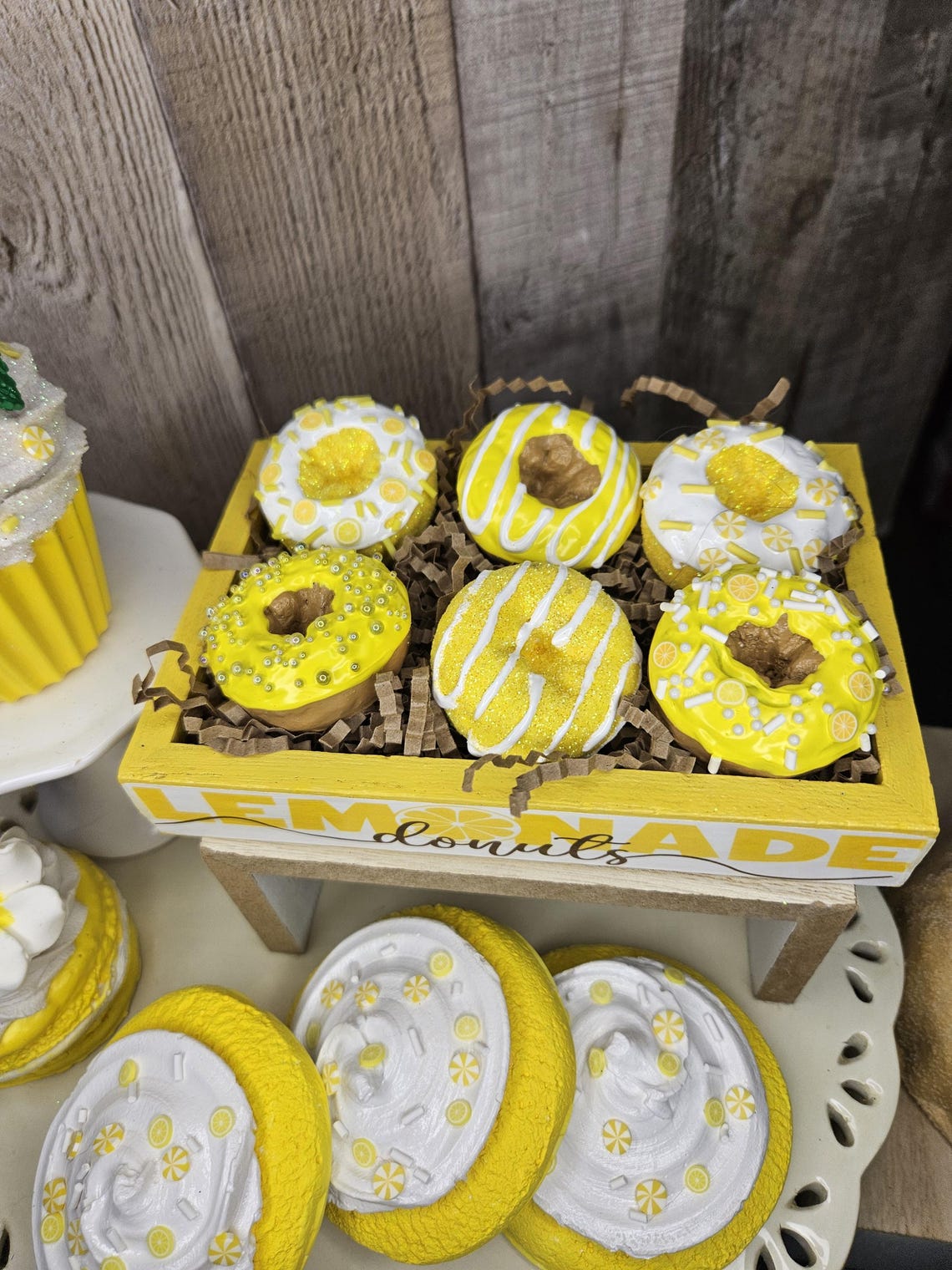 Mini Lemonade Donut Tray With Faux Donuts/summer Decor-not Edible - Etsy