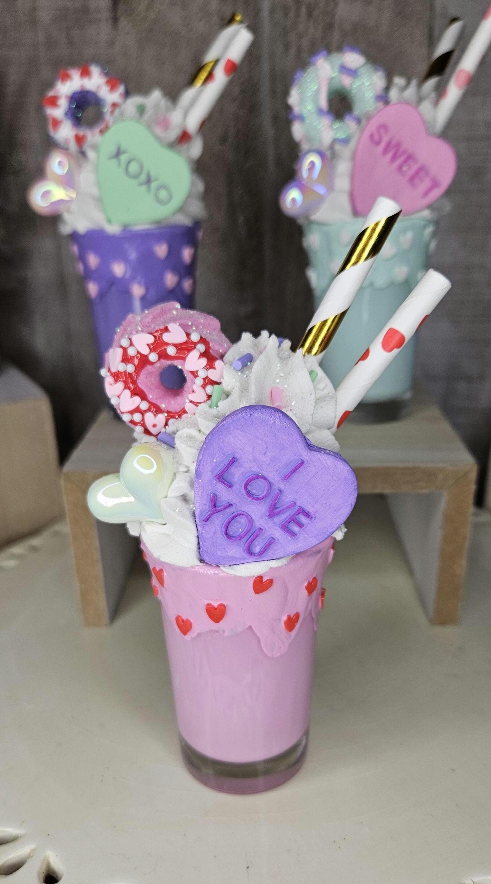 Mini Valentines Day Themed Shakes/valentines Decor-not Edible/tray ...