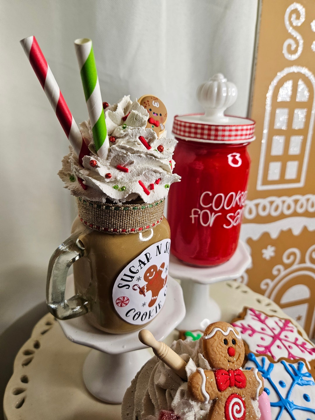 Faux Gingerbread Mini Shake/christmas Tray Decor-not Edible/coffee Bar ...