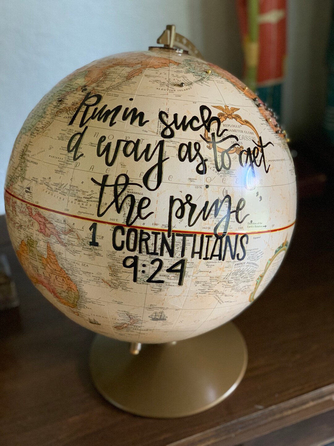 Customized Quoted Hand-lettered Globe (medium Length Quote) - Etsy