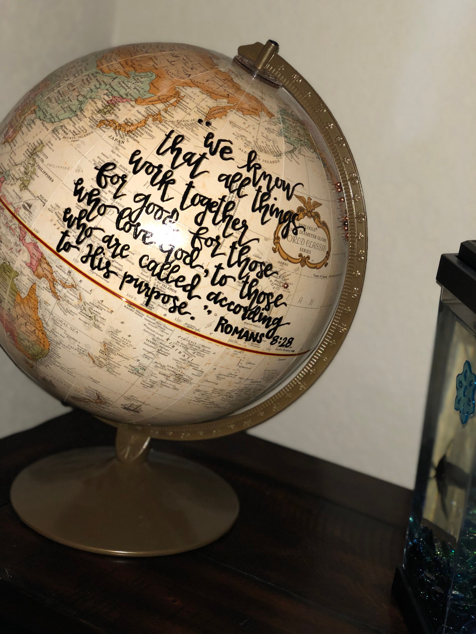 Customized Quoted Hand-lettered Globe (long Quote) - Etsy