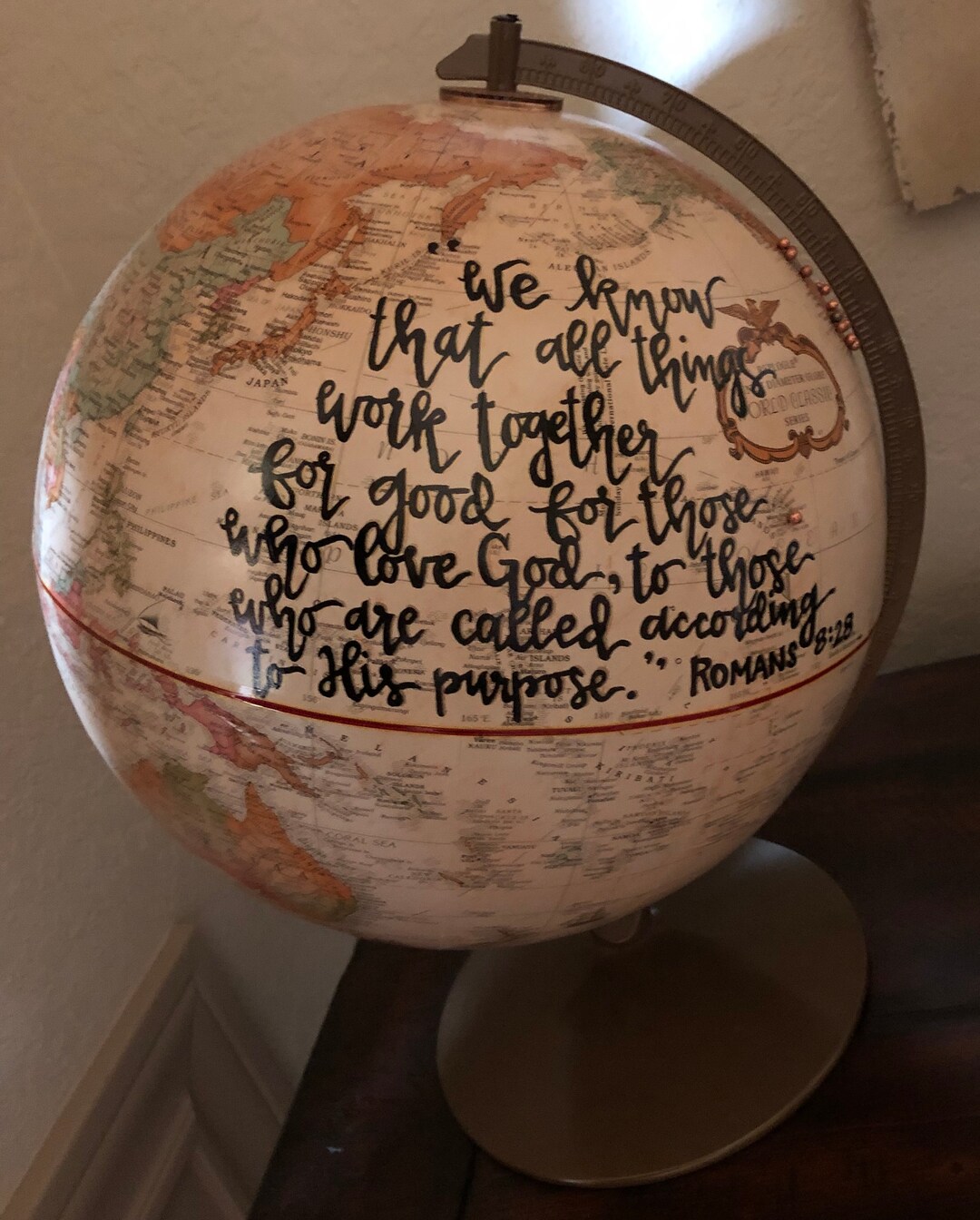 Customized Quoted Hand-lettered Globe (long Quote) - Etsy