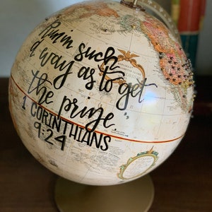 Customized Quoted Hand-lettered Globe (medium Length Quote) - Etsy