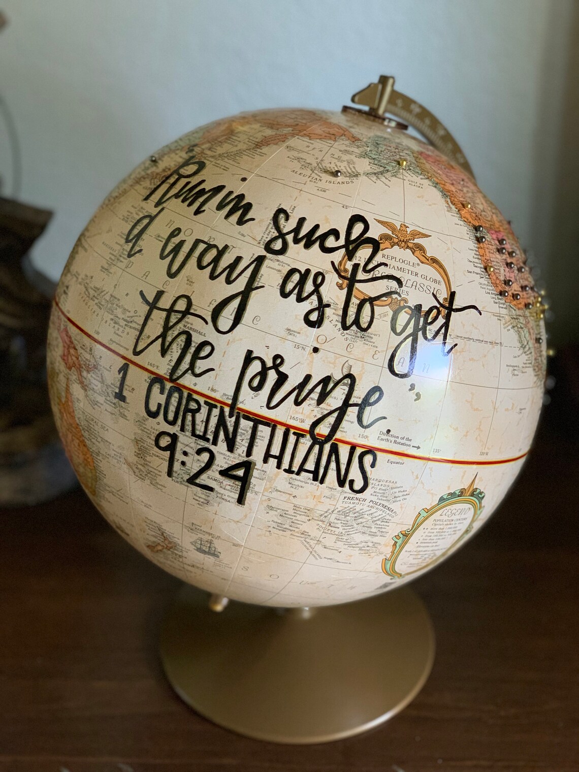 Customized Quoted Hand-lettered Globe (medium Length Quote) - Etsy