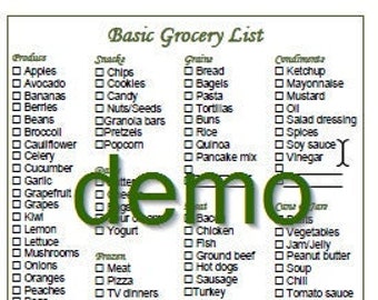 Large-print Basic Grocery List - Etsy