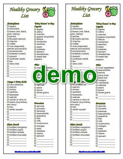 Healthy Food Grocery List Printable PDF 2 in 1 - Etsy
