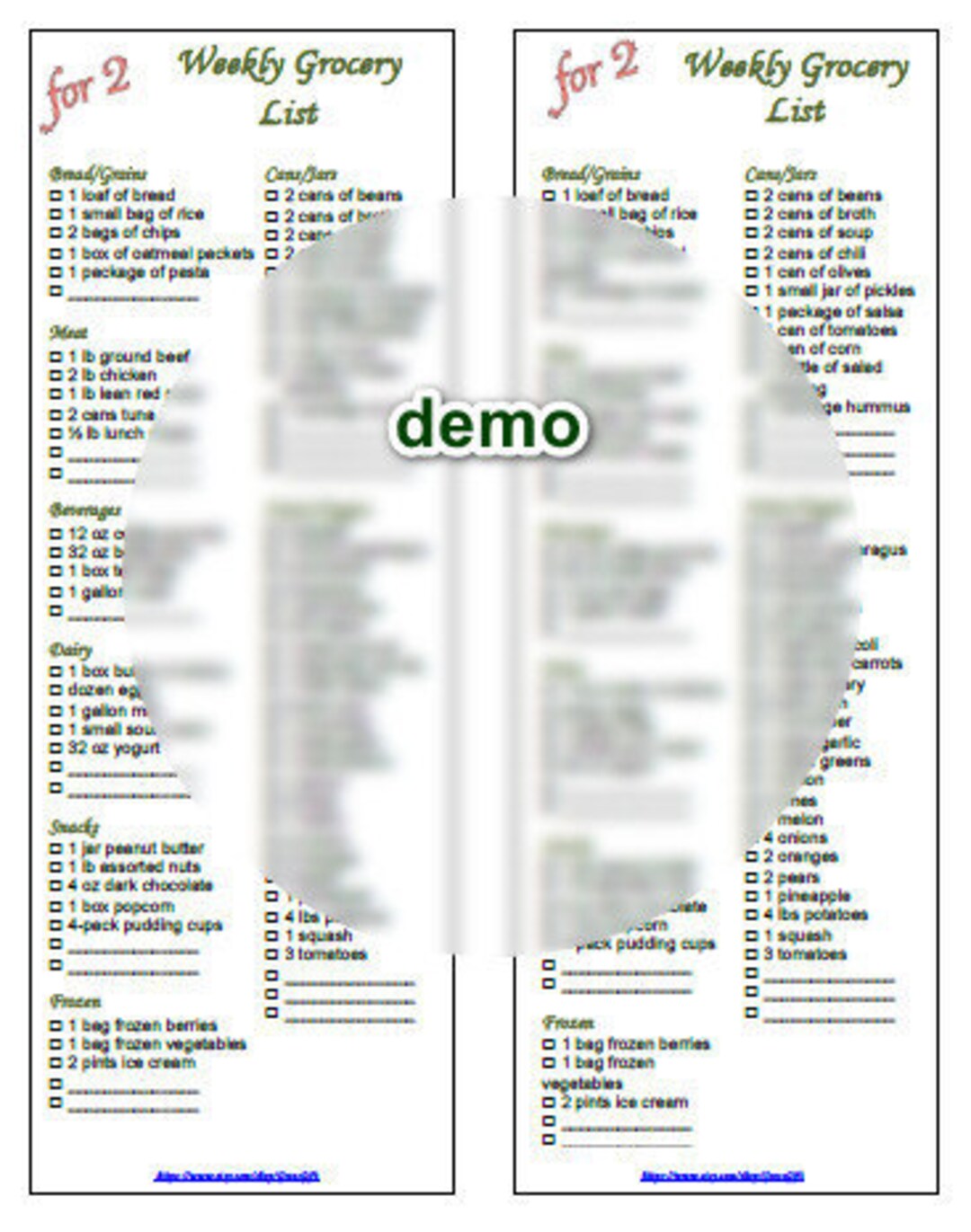 EDITABLE Weekly List for Couples Grocery Shopping Printable 2 - Etsy