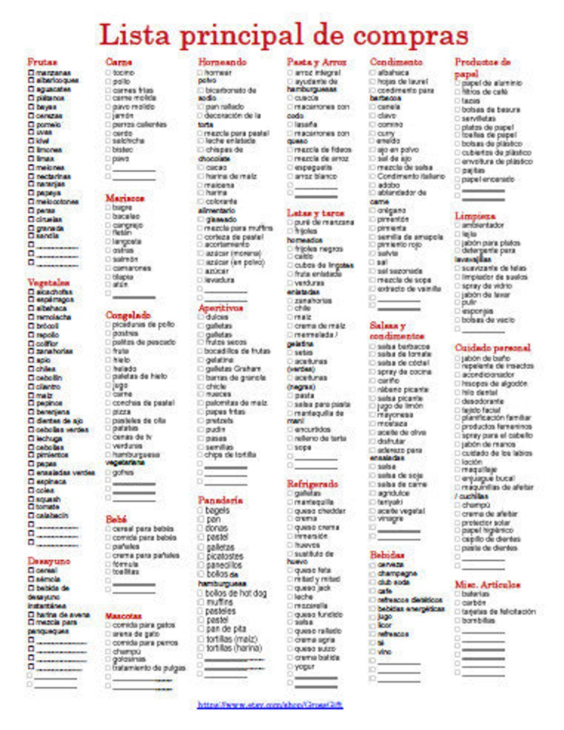 Lista maestra de compras en PDF imprimible | Etsy España