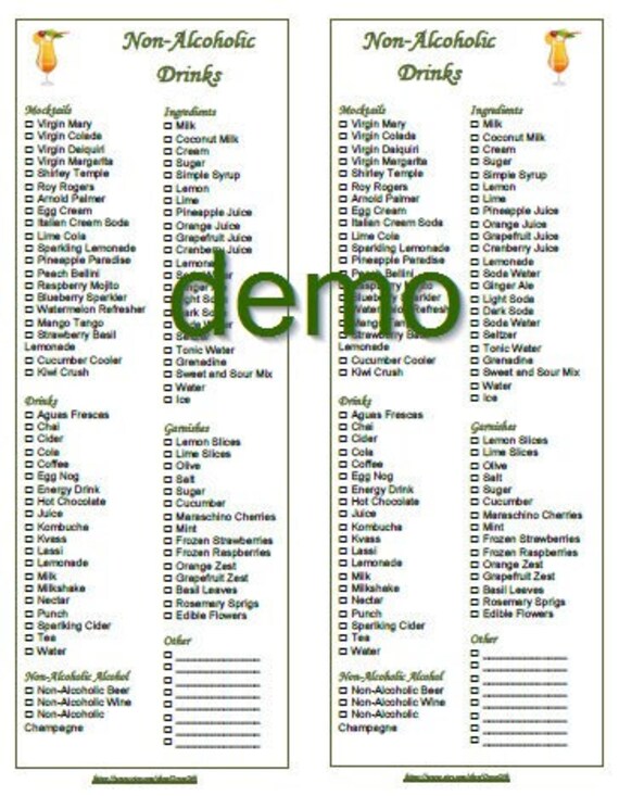 Beverages List Drink — Zanders