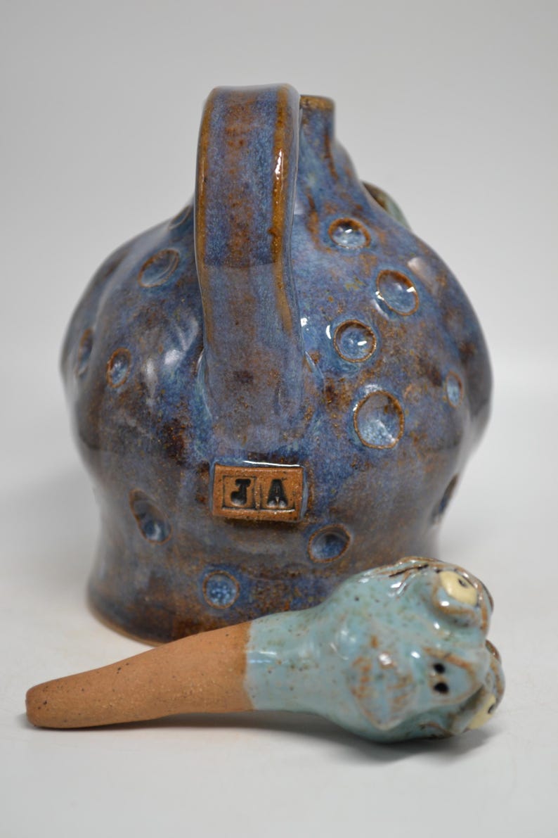 BLUE MOON Jug With STOPPER - Southern Folk Art Face Jug Pottery Ugly ...