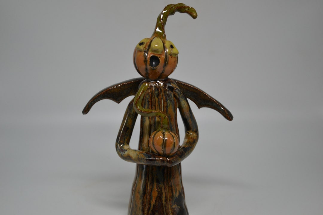 PUMPKIN BAT #5 - Southern Folk Art Pottery - Face Jug Ugly Jug ...