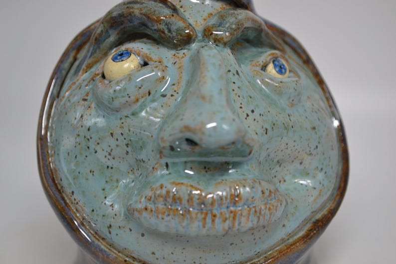 BLUE MOON Jug With STOPPER - Southern Folk Art Face Jug Pottery Ugly ...