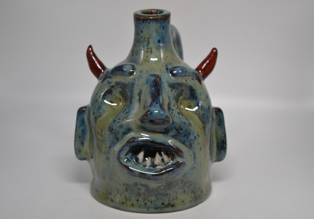 CRYING EYES DEVIL Southern Folk Art Face Jug Pottery Ugly Jug One of a ...
