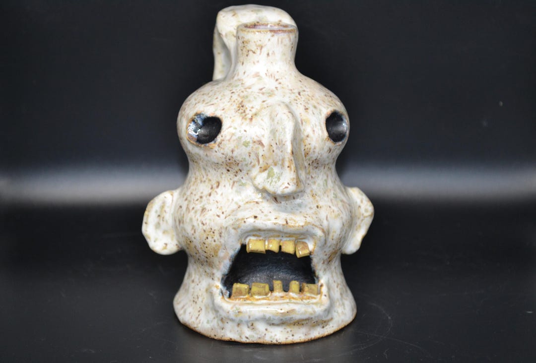 BURT Southern Folk Art Face Jug Pottery Ugly Jug One of a Kind 5-1/2 ...