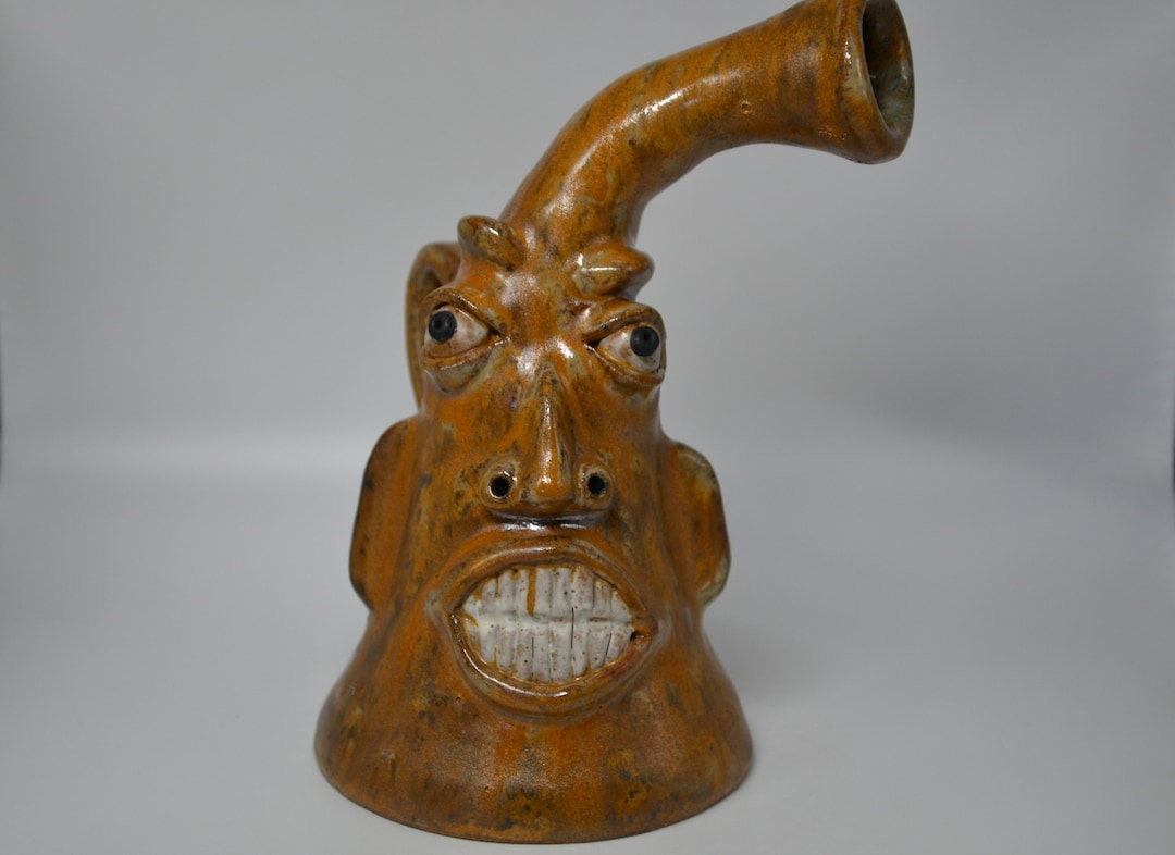BONGO Southern Folk Art Face Jug Pottery Ugly Jug One of a Kind 6-1/2 ...