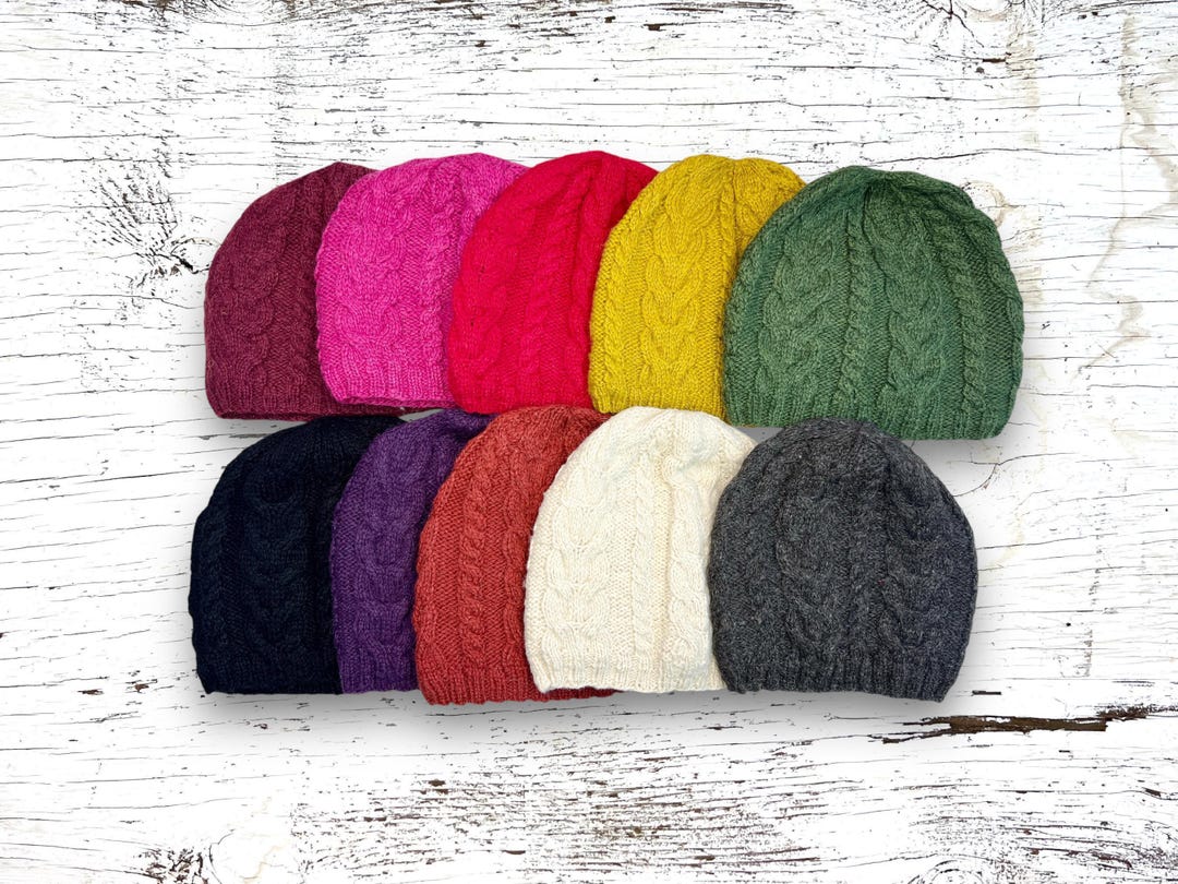 Handmade Alpaca Knit Cable Hat Micro-lined Winter Beanie Cozy ...