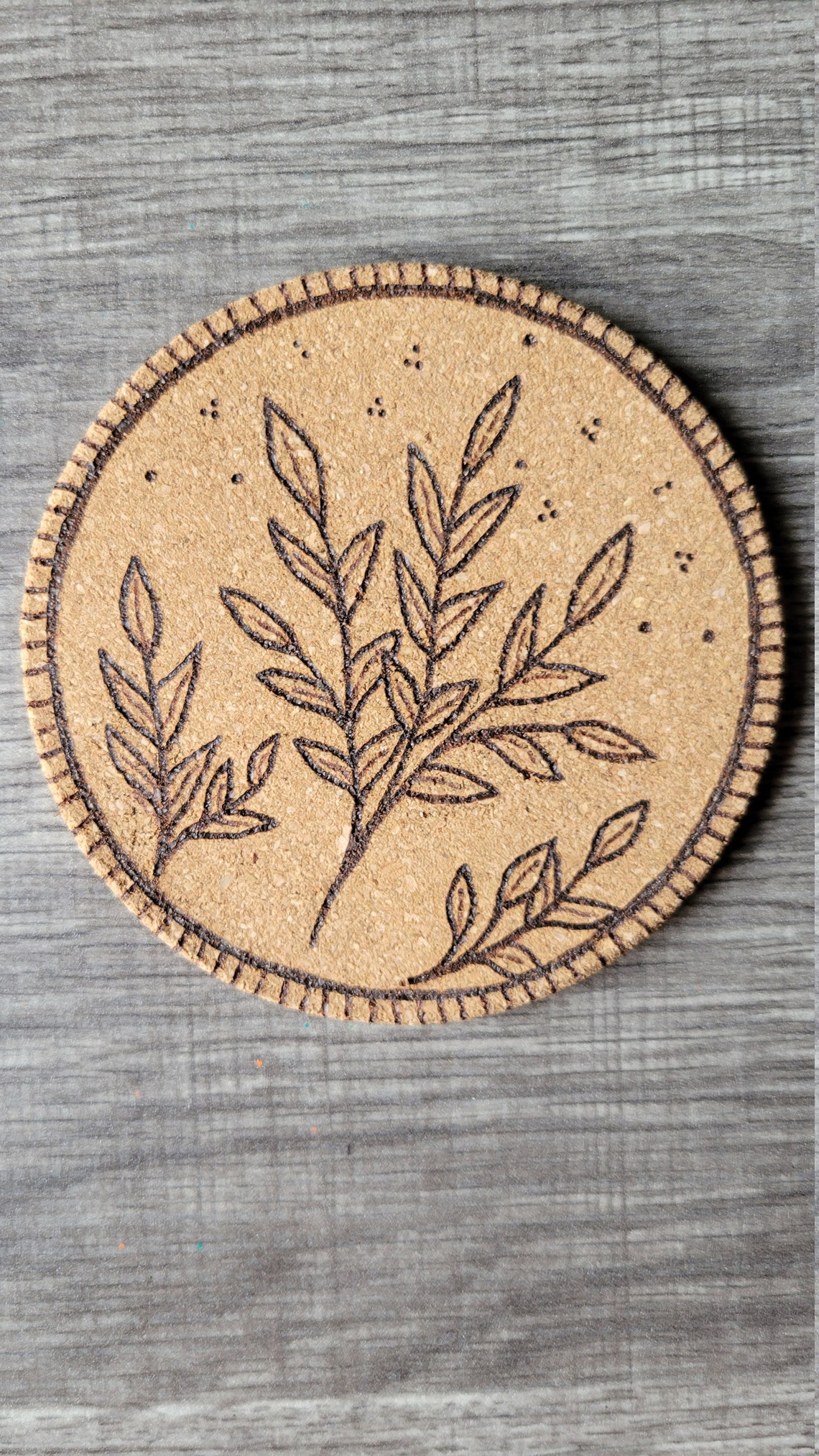 Pyrography Botanical Cork Coasters - Etsy