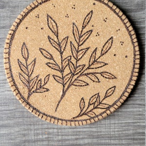 Pyrography Botanical Cork Coasters - Etsy