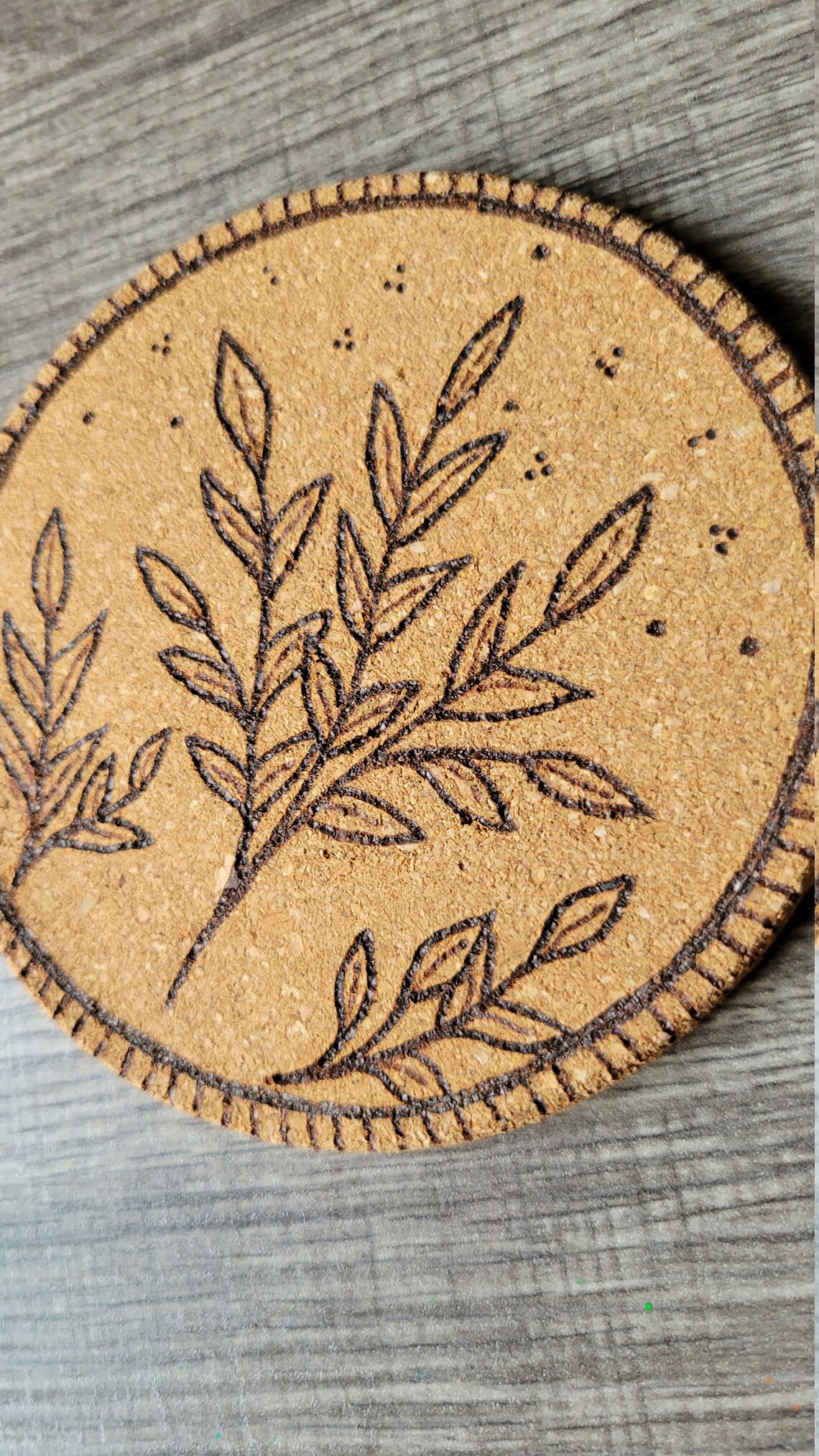Pyrography Botanical Cork Coasters - Etsy