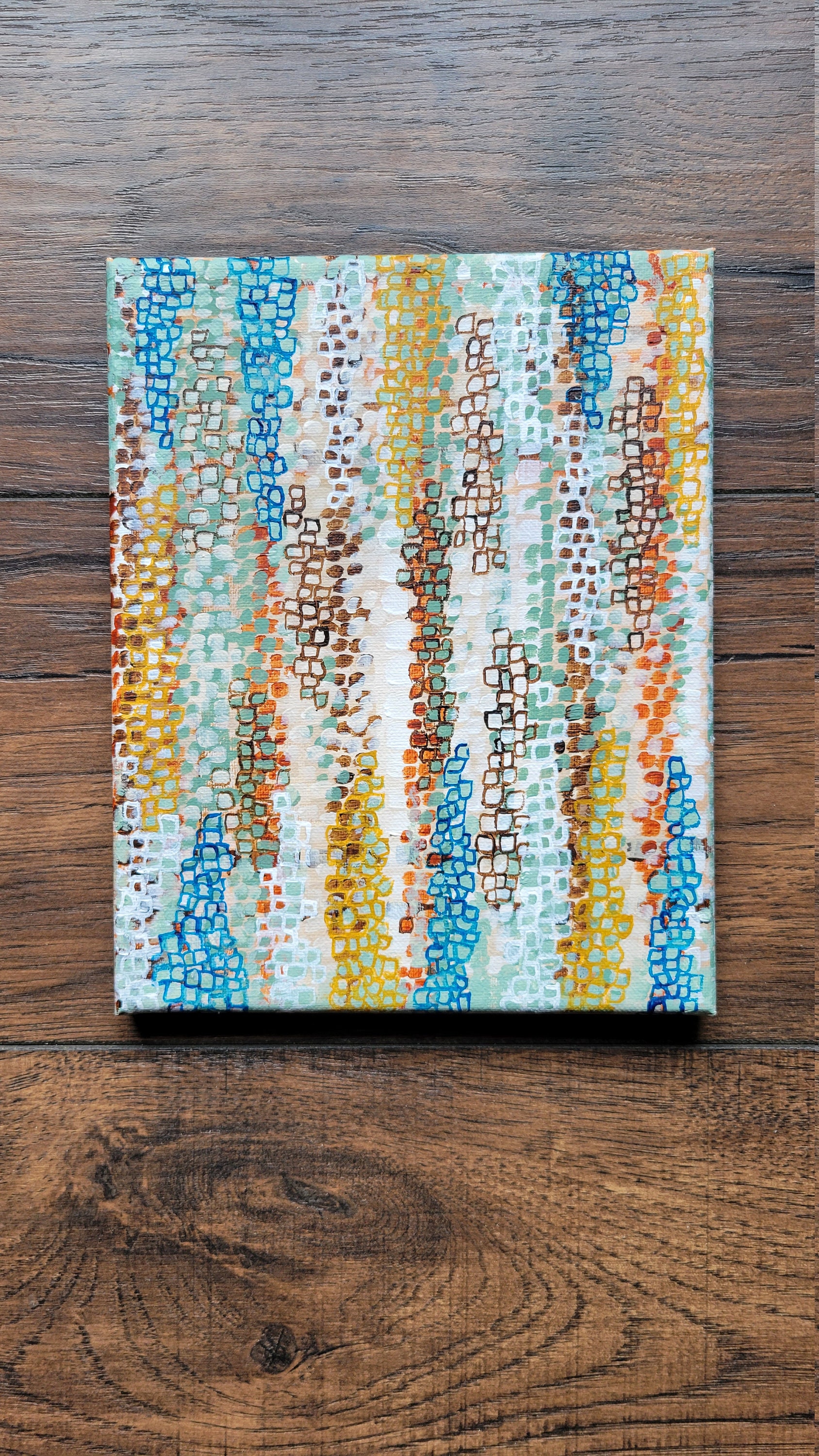 Abstract Squares Acrylic Painting on 8x10 Canvas, Brown, Green, Blue ...