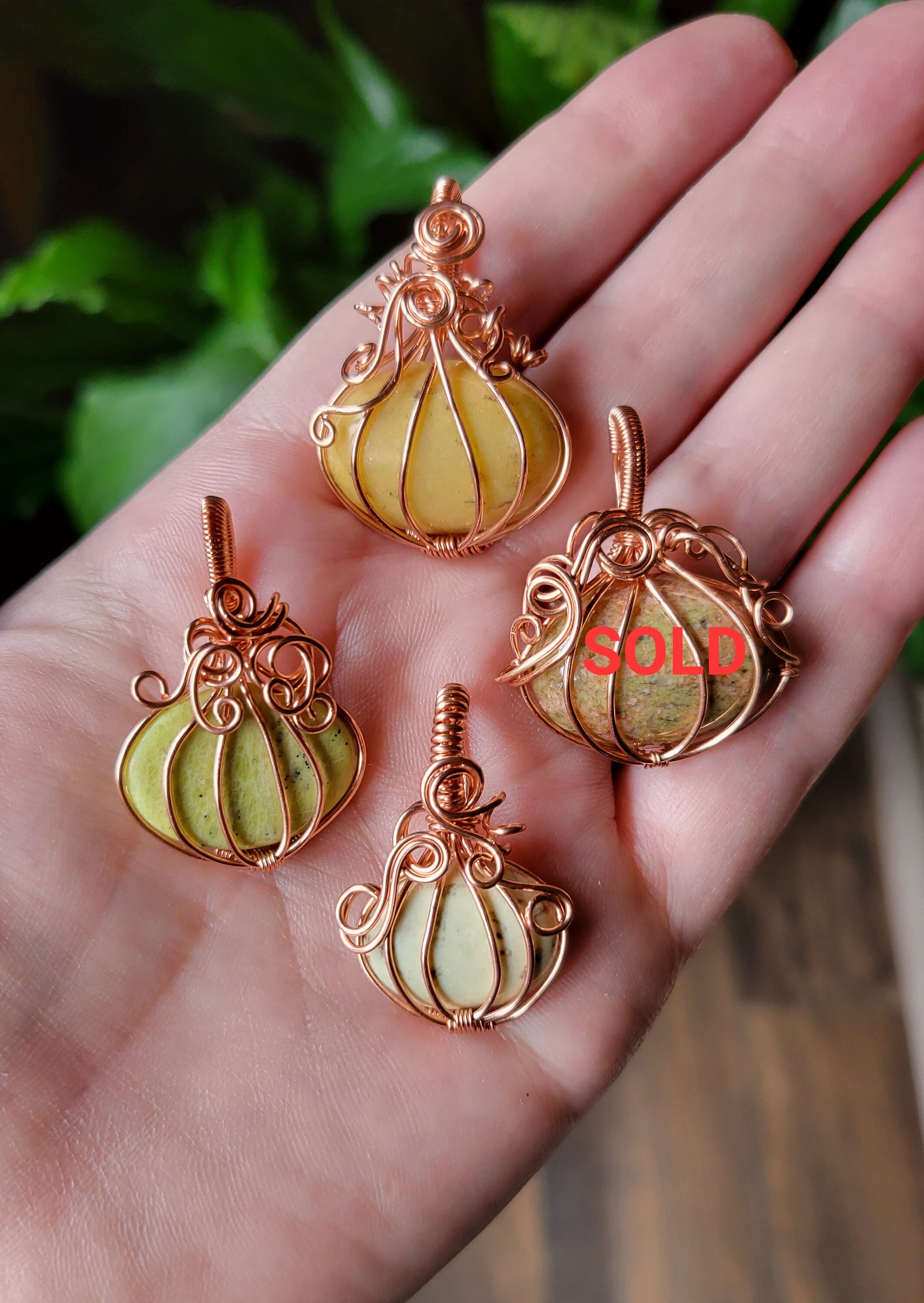 Pumpkin Pendant, Wire Wrapped Pumpkin Pendants, Copper Wire Pumpkin ...