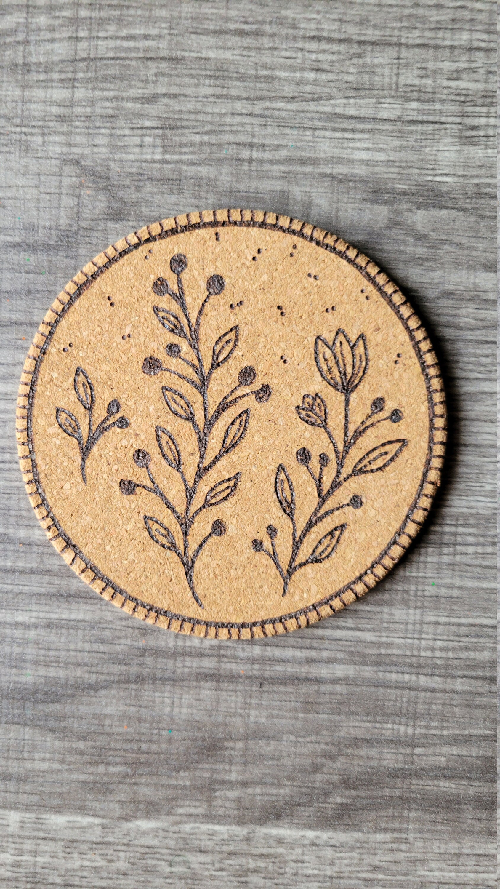Pyrography Botanical Cork Coasters - Etsy
