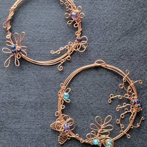 Wire Wreath, Set of 2, Copper Wire, Beaded Flowers - Etsy