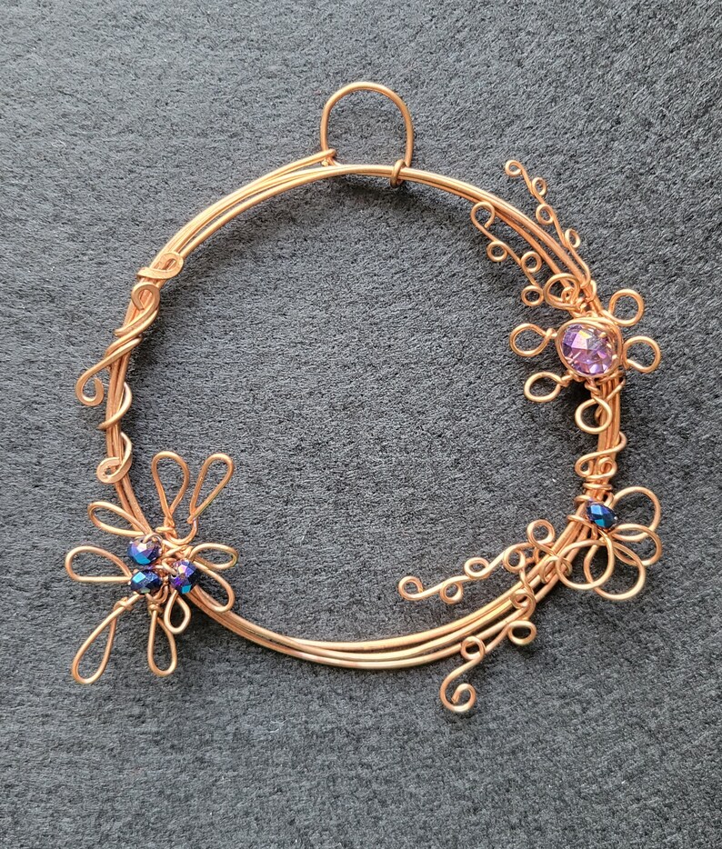 Wire Wreath, Set of 2, Copper Wire, Beaded Flowers - Etsy